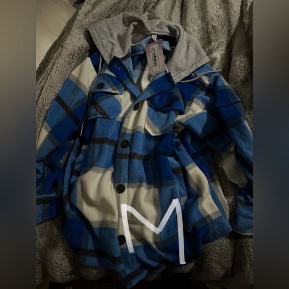 Tops | Brand New Fleece Shacket With Hood | Poshmark